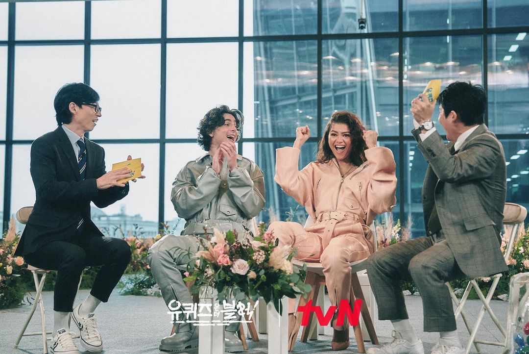 더쿠 K 예능 역사에 남을 유퀴즈표 위대한 게스트 티모시 샬라메 And 젠데이아 자기님 이거지예 이게 궁극의 월드스타s지예 이게 우주의 구원자s지예 스틸컷