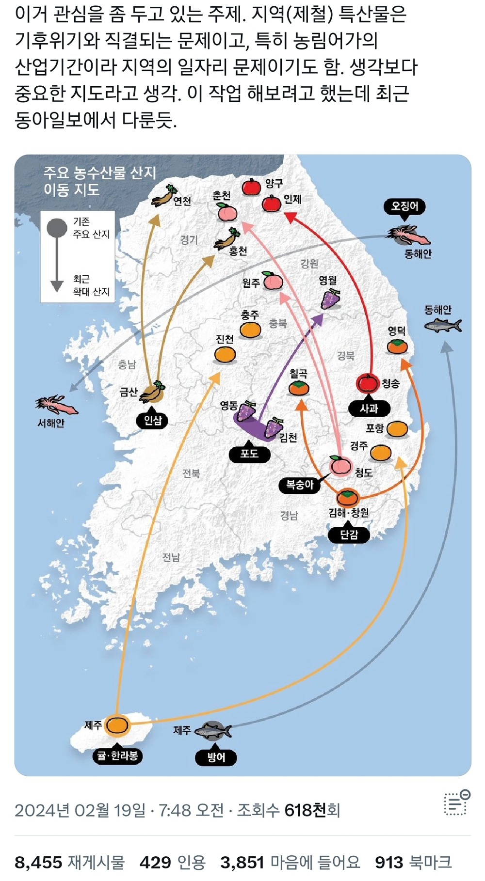 더쿠 뭔가 충격적인 현재 대한민국 지역별 특산물 