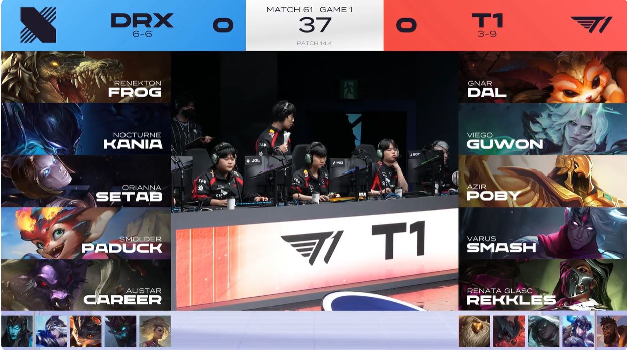 더쿠 - CL) DRX vs T1 -1세트 : 나르 비에고 아지르 바루스 레나타